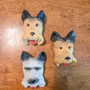terrier | Accents | Vintage Terrier Dog Heads Chalkware Mid Century ...